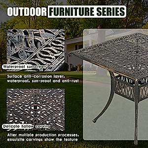 FDW Table Chat Weather Resistant Set Chairs Set of 4 Wrought Iron Patio Furniture Outdoor Dining, Bronze