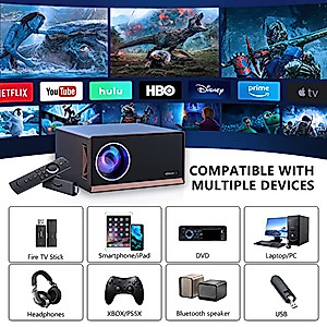 Projector with WiFi and Bluetooth, REPABOW Outdoor Projector 4K Movie Projector Native 1080P Projectors 5G WiFi Home Theater Projector for iOS/Android/Windows/TV Stick/HDMI/Phon/PC/ PS4/ PS5