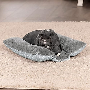 Furhaven Cat Bed for Indoor Cats, Washable w/ Removable Bolsters, For Pets Up to 9 lbs - Plush & Diamond Print Cuddle Loaf Mat - Gray, Small