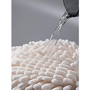 MAYITBE Soft Absorbent Chenille Hand Towels, Decorative Hanging Fuzzy Towels Ball, Thick Drying Cloth Hand Towel for Home Kitchen & Bathroom (Grey*2)