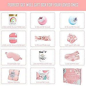Get Well Soon Gifts for Women, 11 Pcs Care Package Gift Feel Better Get Well Basket After Surgery Recovery Self Care Gift Thinking of You Box with Blanket Tumbler for Women Sick Friends(Pink)