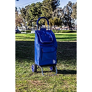 dbest products Trolley Dolly, Blue Foldable Shopping cart for Groceries with Wheels and Removable Bag and Rolling Personal Handtruck, Standard