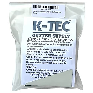 (10 Pack) K-TEC White Aluminum Gutter Wedge for 5 Inch K-Style Gutters- Use to Level Your Rain Gutters When Fascia is at an Angle for 3/12 Through 5/12 Roof Pitch. Larger Wedges Available from K-TEC