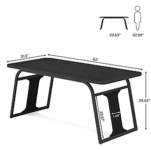 Tribesigns 63-Inch Home Office Desk, Modern Executive Desk with Sturdy Metal Legs, Large Computer Office Desk Workstation, Wooden Writing Table for Home Office, Black