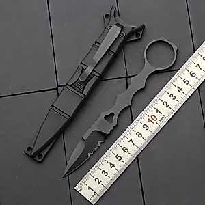 Portable Knife 6.7 Inch 440C Fixed Blade Outdoor Camping Portable Straight Knife With Kydex Sheath The Knife Comes In Black And White (Black)