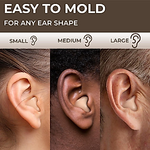 PQ Wax Ear Plugs for Sleep - 6 Silicone Wax Earplugs for Sleeping and Swimming - Gel Ear Plugs for Noise Cancelling, Ear Protection - Sleeping Earplugs with Sound Blocking 32 Db (6-Pillows). Beige