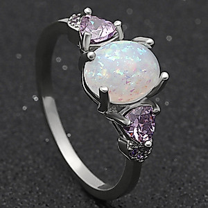 Ginger Lyne Collection Celia Oval Simulated Fire Opal Purple Cz Ring Statement Engagement