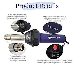 WELDY 110V Weldy 1600W Professional Hot Air Equipment Hot Blast Torch Overlap Air Welding Gun Welder Pistol Tool Hot Air Gun (Weldy heat gun set)