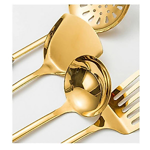 Stainless Steel Kitchen Gold Cooking Utensils set 7pcs (Marble White - Gold)