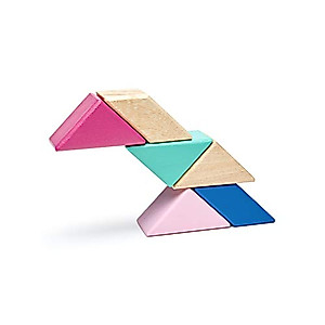 6 Piece Tegu Pocket Pouch Prism Magnetic Wooden Block Set, Blossom