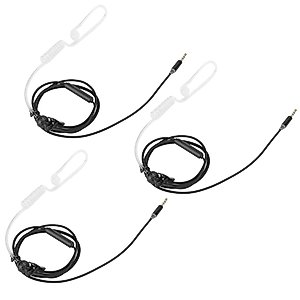 ASHATA 3 Sets Air Tube Headset, Single Earbud, 3.5mm Anti Radiation Noise Reduction Wire Control Headphone with Mic,Air Tube Acoustic Earbuds with Collar Clip