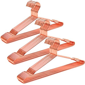 Amber Home 17" Rose Gold Strong Metal Hanger 30 Pack, Copper Clothes Hangers, Heavy Duty Coat Hangers, Standard Suit Hangers for Jacket, Shirt, Dress (Copper, 30)