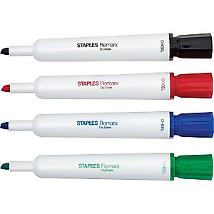 Staples 2056102 Remarx Dry Erase Markers Chisel Point Assorted 4/Pack (29205)