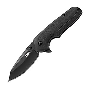 CRKT Copacetic EDC Folding Pocket Knife: Everyday Carry, Black Blade with Deep Belly, Liner Lock, Textured Nylon Handle, Pocket Clip 2620