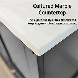 Bell+Modern Tybee 84 in. W x 22 in. D Dark Grey Double Bath Vanity, Cultured Marble Top, Faucet Set and 34 in. Mirrors