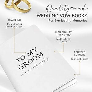 Wedding Vow Books His and Hers, Gold Foil Lettering & Keepsake Sleeve, Wedding Day Essentials, Beautiful His and Hers Gifts for the Bride and Groom (White & White)
