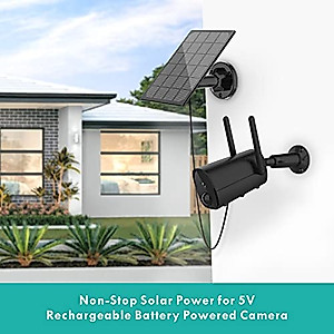 Solar Panel for Wireless Outdoor Security Camera Compatible with DC 5V Rechargeable Battary Powered Surveillance Cam, Continuous Solar Power for Camera(No Camera)
