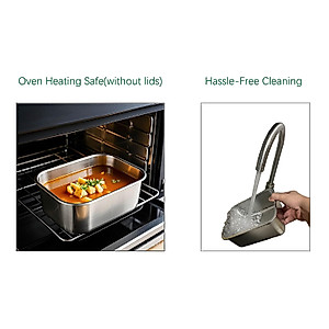 SSQYKJ 2-Pack 304 Stainless Steel Food Storage Containers,1L&1.6L Airtight Lunch Box for Meal Prep,Bento,Kitchen-Stackable,Leakproof,Easy Clean (35oz/54oz)