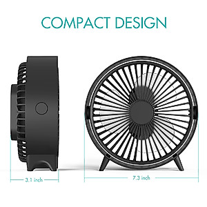PFLANZENHAU 7.3 Inch USB Desk Fan, 360° Pivot, 3 Speeds, Quiet but Powerful, Portable Personal Table Fan for Better Cooling for Home Office Dorm Outdoor