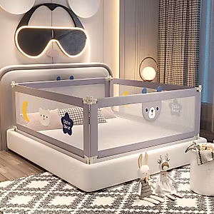 CuteBear Bed Rails for Toddlers - 60" 70" 80" Extra Long Baby Bed Rail Guard (3 Sides: Perfect for King Bed, Include 3 Sides)