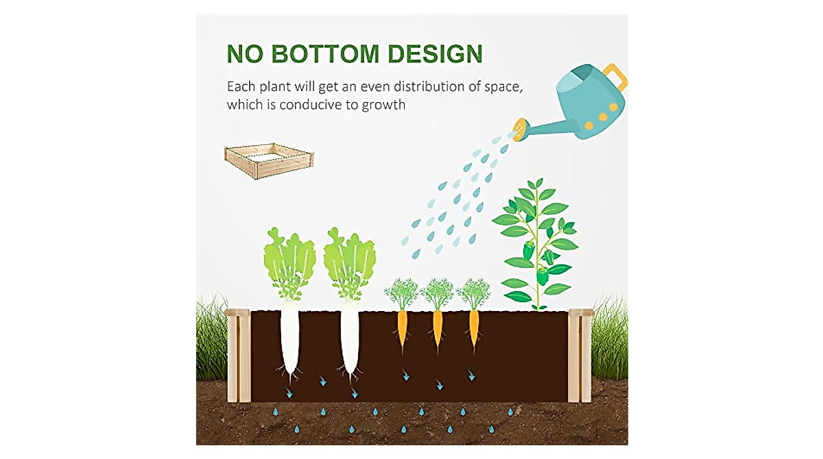 Outsunny 4ft x 4ft Raised Garden Bed for Vegetable & Herb Gardening