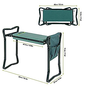 HAOJU Folding Sturdy Garden Seat with Bonus Tool Pouch and Widen Soft EVA Foam Pad, Outdoor Lawn Bench Chair/Stool for Protects Knees or Rest