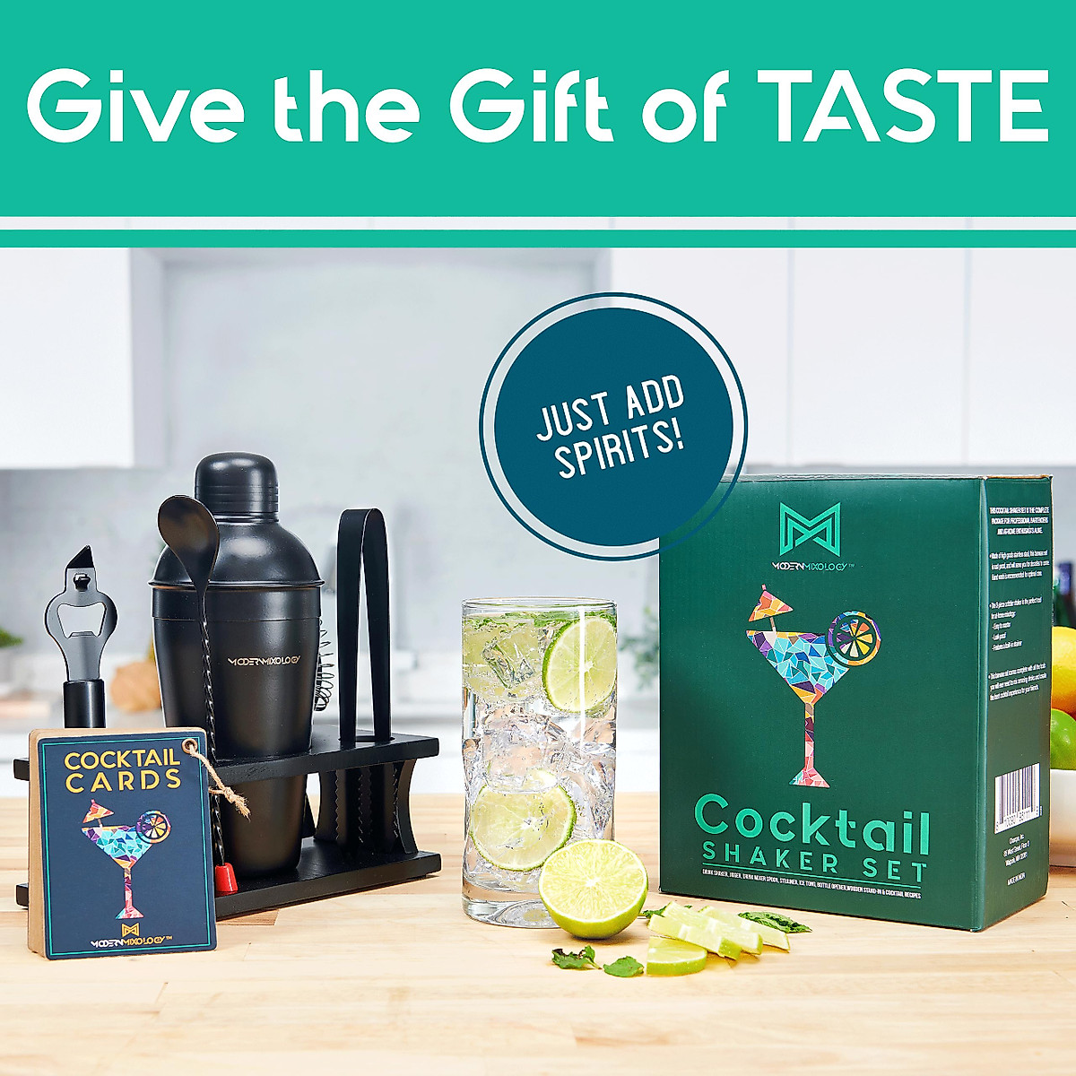 Mixology Bartender Kit with Stand | Silver Bar Set Cocktail Shaker Set for Drink Mixing - Bar Tools: Martini Shaker, Jigger, Strainer, Bar Mixer Spoon, Tongs, Opener | New Bartender Gift Idea