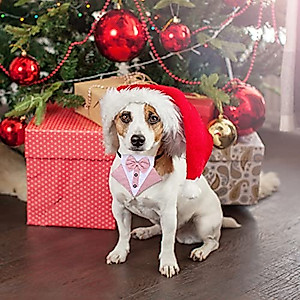 HACRAHO Formal Dog Tuxedo Bandana, 1 Piece Pink Dog Wedding Bandana Collar with Bowtie Adjustable Formal Tux Dog Bandana with Collar for Small Dogs, S