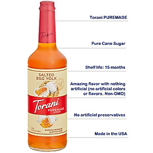 Puremade Syrup Salted Egg Yolk. Natural Flavors, for Cocktails & Coffee, Non-GMO, Gluten-Free (750 ml). Glass Bottle in Crush-Proof Box + ATREVO Pump Dispenser Bundle.