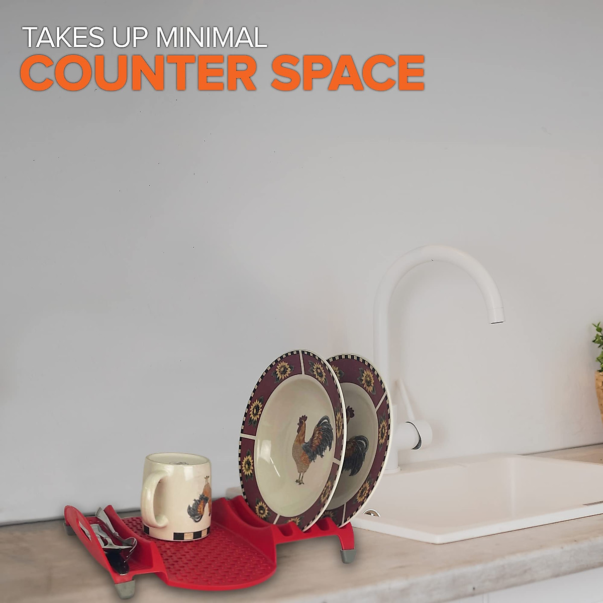 Exultimate Dish Drying Rack Sink Small Kitchen Space Saving Compact Drainboard Rust Proof Countertop