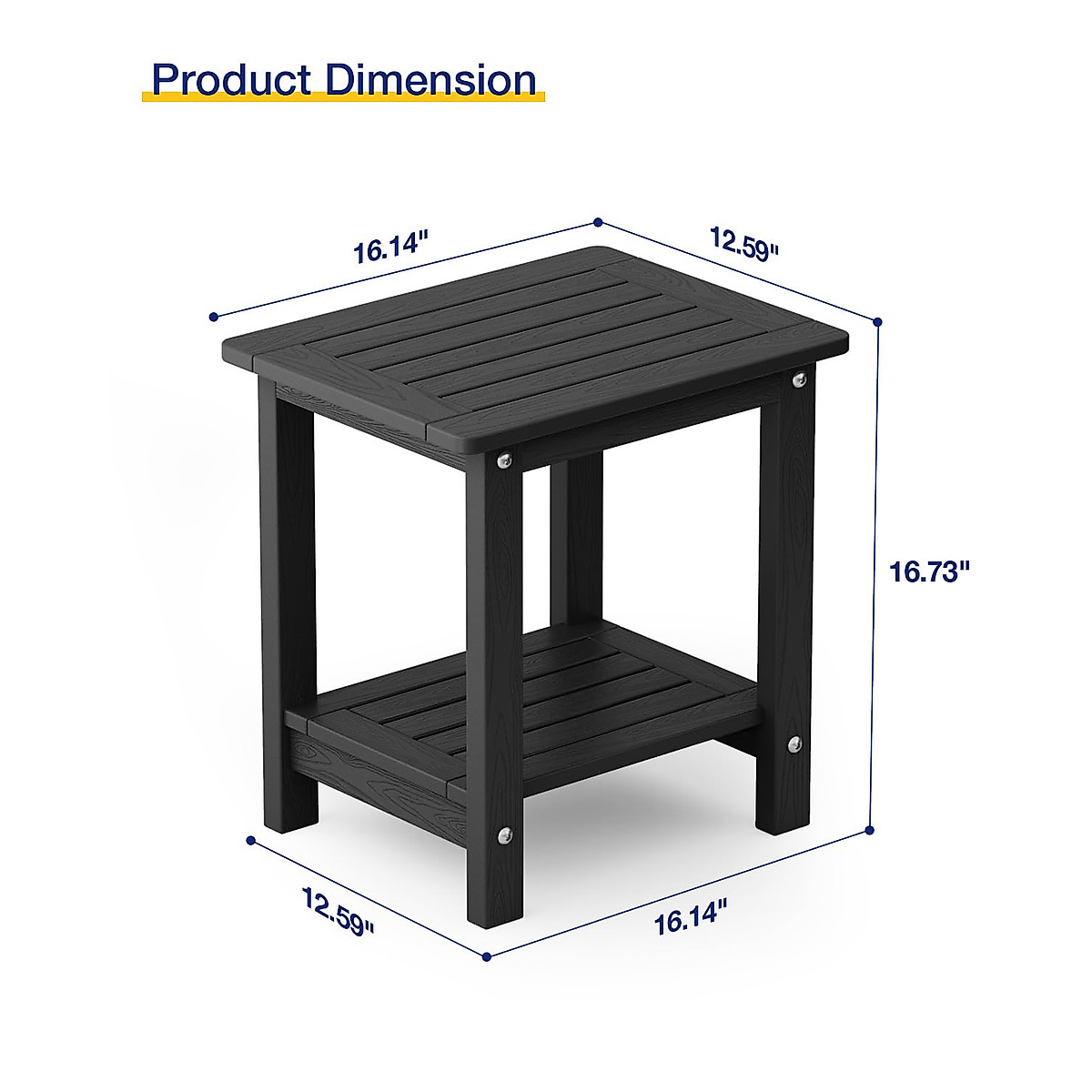 YEFU Small Table Set of 2 Side Tables Outdoor Coffee Table for Patio Living Room Bedroom(Black, Double Layer)