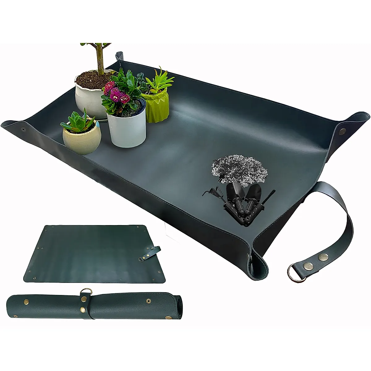 BIUWING Leather Plant Repotting Mat,Thickened Waterproof Transplanting Mat,Indoor Succulent Potting Mat for Transplant and Mess Control
