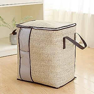 GUAGLL Large Capacity Quilt Storage Bag Printed Non Woven Foldable Window Handle Storage Bag for Clothers Quilt Toys
