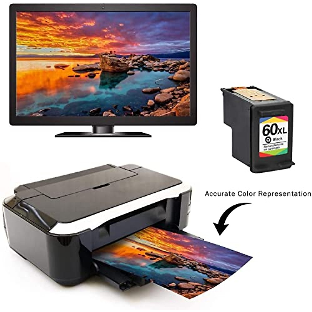 Limeink Remanufactured Ink Cartridge 60XL 60 XL Replacement for HP Envy 100 110 120 Photosmart c4680 c4780 c4795 d110 Deskjet d2680 f2430 f4280 f4440 f4580 f4480 Printer (1 Black)