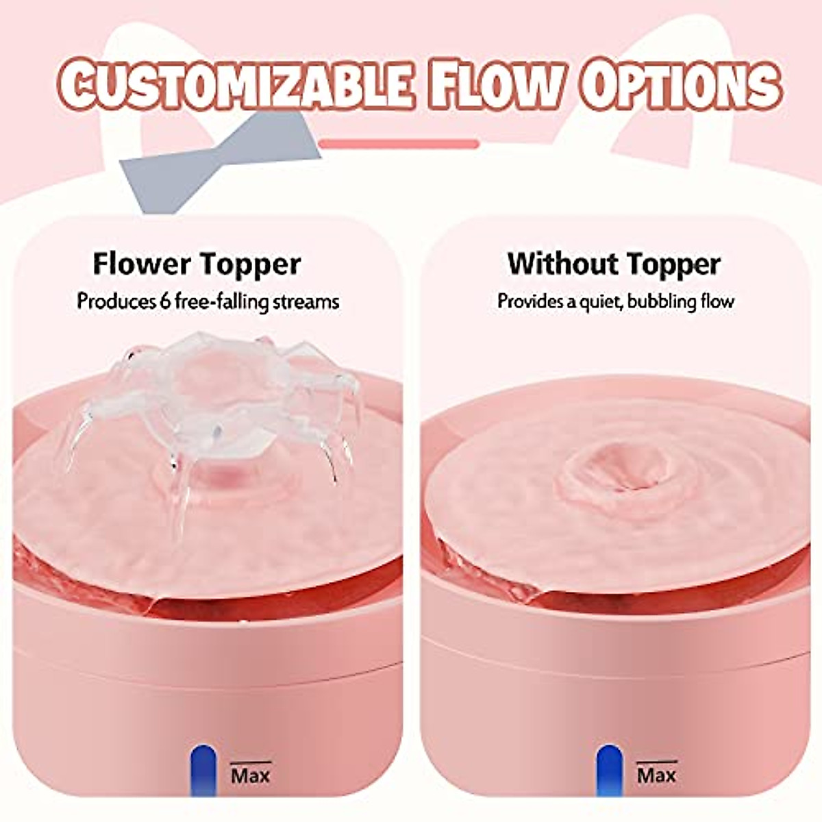 Cat Water Fountains, 67oz/2.0L Pet Water Fountain, Cat Drinking Fountain with Improved Intelligence Water Pump, Kitty Water Fountains Water Bowl for Cats, Cat Water Dispenser with LED and 3 Filters