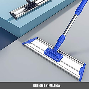 MR.SIGA 18" Professional Microfiber Mop for Floor Cleaning, Stainless Steel Telescopic Handle, Includes 2 Washable Premium Microfiber Mop Pads, 1 Scrub Cloth and 1 Dust Cloth