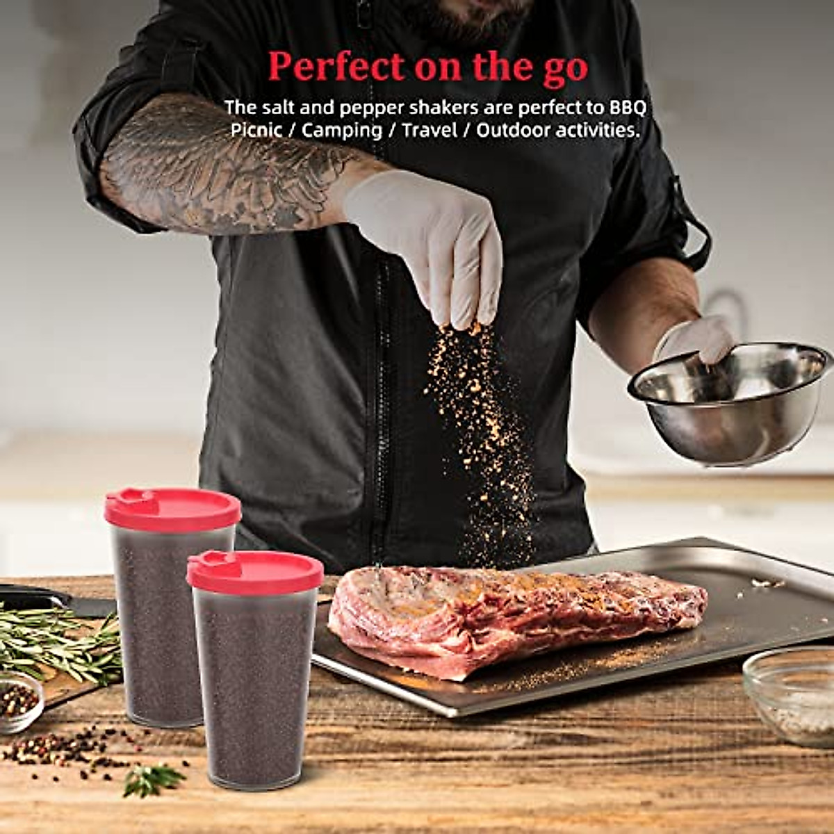 Salt and Pepper Shakers Set of 2 Moisture Proof 6.7oz Plastic Salt Shaker With Lid for Camping Picnic Outdoors Kitchen Clear Airtight Spice Jar 2 Pack - Large