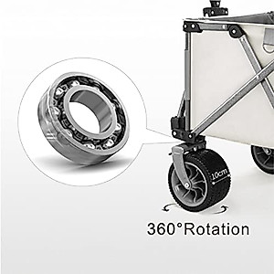 CRONDA Boutique Foldable Camping Cart, Heavy Duty Collapsible Folding Wagon Utility Outdoor Camping Garden Cart, All Terrain Wheels with Brake (Brown)