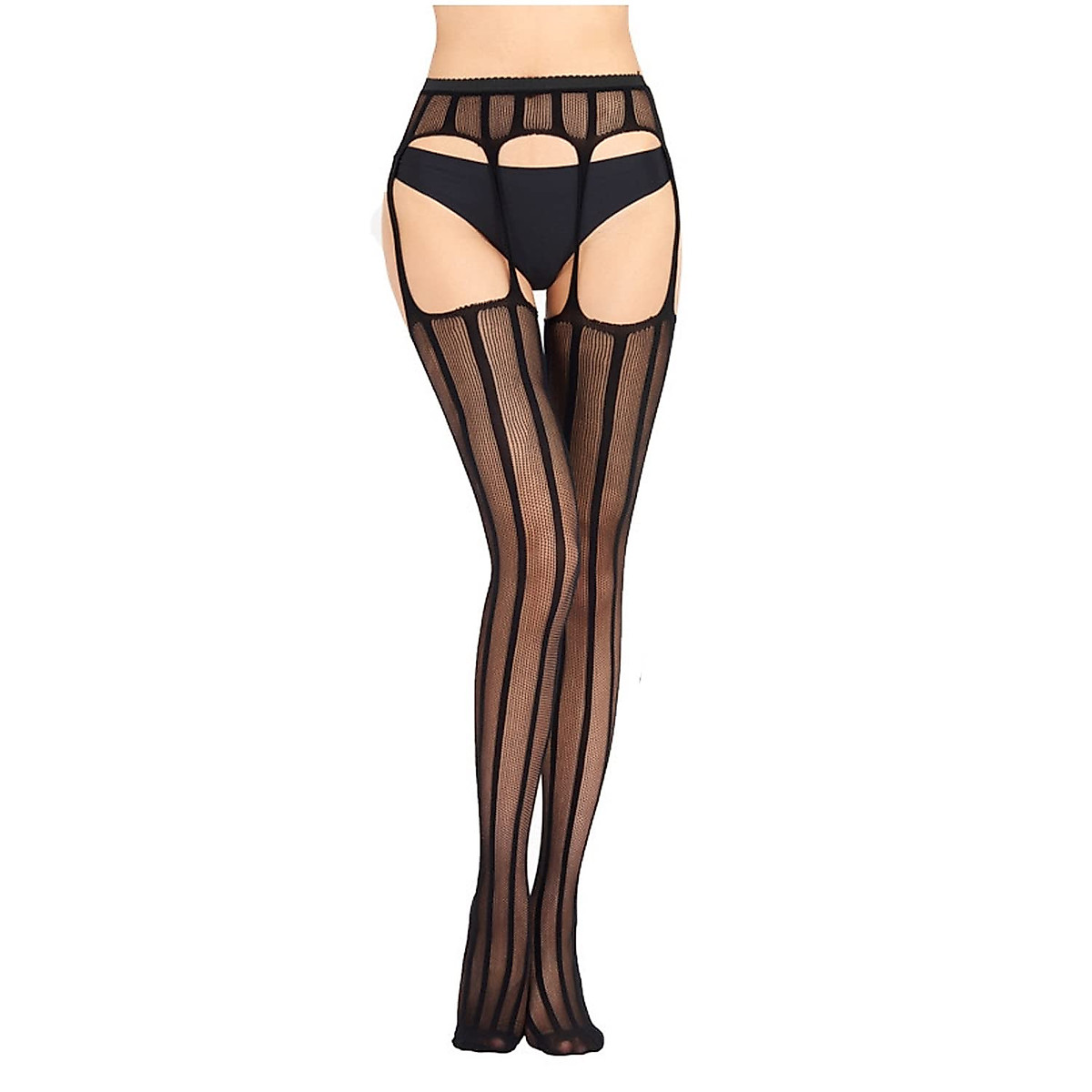 GEMLORD 7 Pairs Women Fishnet Stockings - Thigh-High Stockings Tights Suspender Pantyhose Stockings, Black Fish Net Tights Lace Stockings