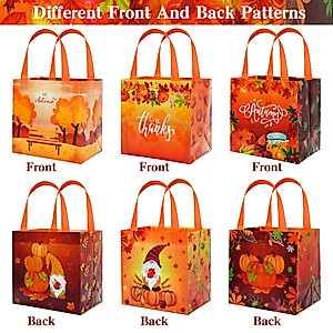 6 Pcs Thanksgiving Gift Bags with Handles, Non-Woven Fall Gift Bags, Reusable Tote Bags for Gifts Wrapping, Autumn Thanksgiving Fall Party Favor Supplies