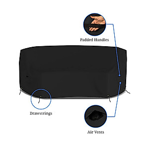 Covers & All Curved Outdoor Couch Cover, 12 Oz PVC Polyester Patio Furniture Cover, Tear & UV Proof Couch Cover Patio with Air Pockets & Drawstrings (90" L x 34" W x 32" H x 46" FL, Black)