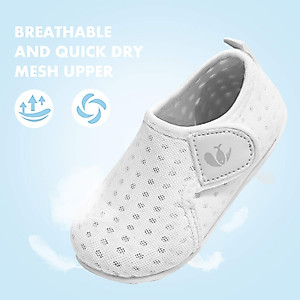 FEETCITY Water Shoes Quick Dry Barefoot Aqua Socks Swim Surf Pool Beach Yoga Shoe for Baby Boys and Girls White 12-18 Months Infant
