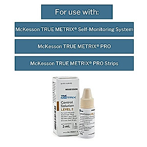 McKesson True METRIX Blood Glucose Testing Control Solution, Level 2, 3 mL Vial, 1 Count