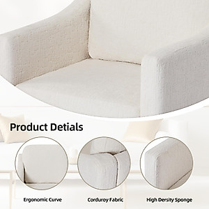 Upholstered 360° Swivel Accent Chair with Track Arms, Thick Padded Arm Chair Solid Metal Base, Mid-Century Sofa Chair Modern Reading Chair for Living Room and Bedroom