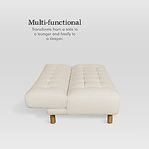 eLuxurySupply Modern Plush Futon Couch - Tufted Fabric Sofa Bed with Soft Cushions and Wide Backrest - Multi-Functional with Button Tufting Details on The Back and Seat - Cream