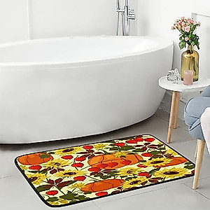 Gublec Sunflower Pumpkins Autumn Kitchen Mats Cushioned Anti Fatigue Kitchen Rugs Non Slip Washable Floor Mats for Home Office Sink Laundry 39 x 20 Inch