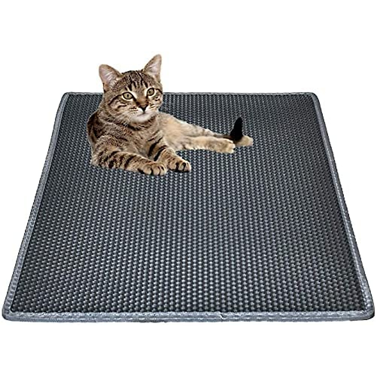 Cat Litter Mat Litter Trapping Mat, 30" X 24" Inch Honeycomb Double Layer Design Waterproof Urine Proof Trapper Mat for Litter Boxes, Large Size Easy Clean Scatter Control