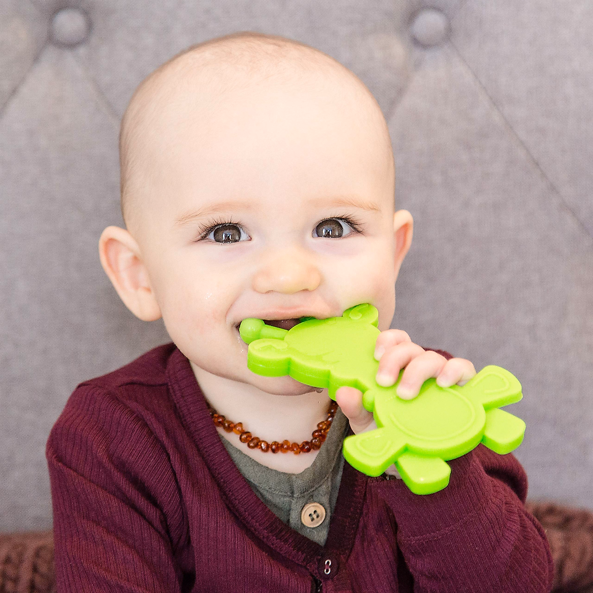 Baby Teething Toy Extraordinaire - Little Bambam Giraffe Teether Toys by Bambeado. Toy for Natural Teething Comfort and for Sore Gums - Christmas Gift for Baby Through to Infant - Lime
