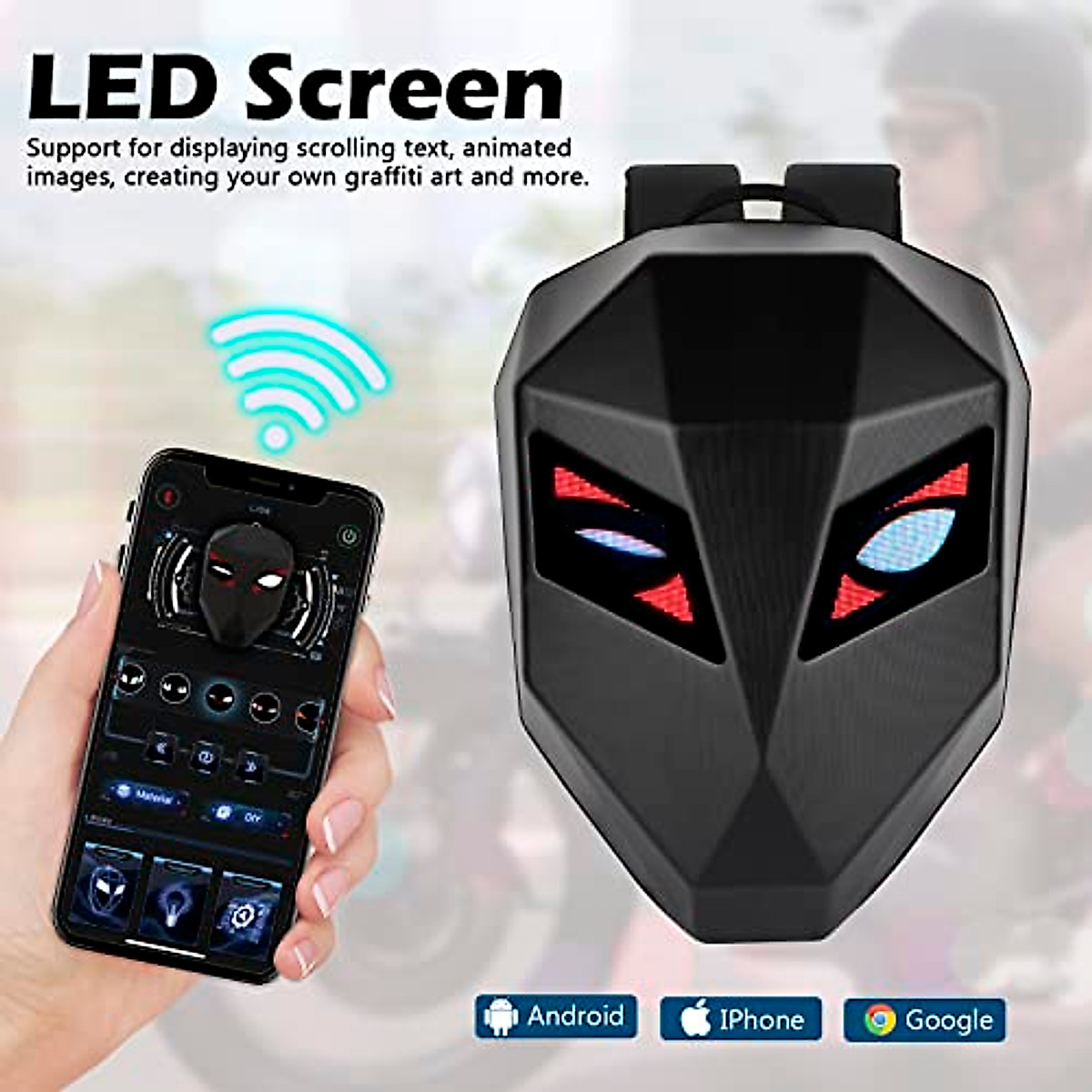 arimepi LED Knight Backpack, LED Backpack,Laptop Backpack, DIY programming backpack, Travel and Camping Storage Bag, Electronic Bike & Motorcycle Backpack (Black color)