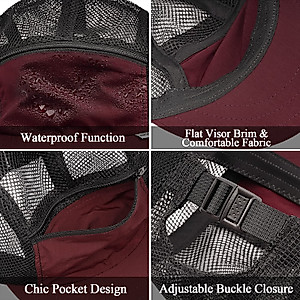 CLAPE Mens Fitted Trucker Cap Quick-Drying Sports Running Hat Mesh-Back Cap Flat Brim Fitted Cap 5 Panel Baseball Hat, Green